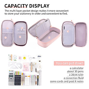 CICIMELON Durable Pencil Case Big Storage Pen Pouch Bag for School Supplies Office College Teen Girls Adults, Pink