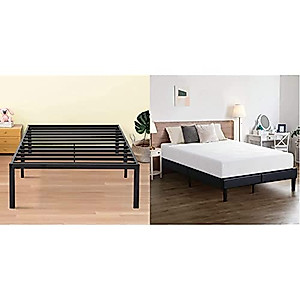 Olee Sleep 14 inch Metal Platform, Twin, Black, Anti Slip, Sturdy Construction & 6 inch Ventilated Multi Layered Memory Foam Mattress