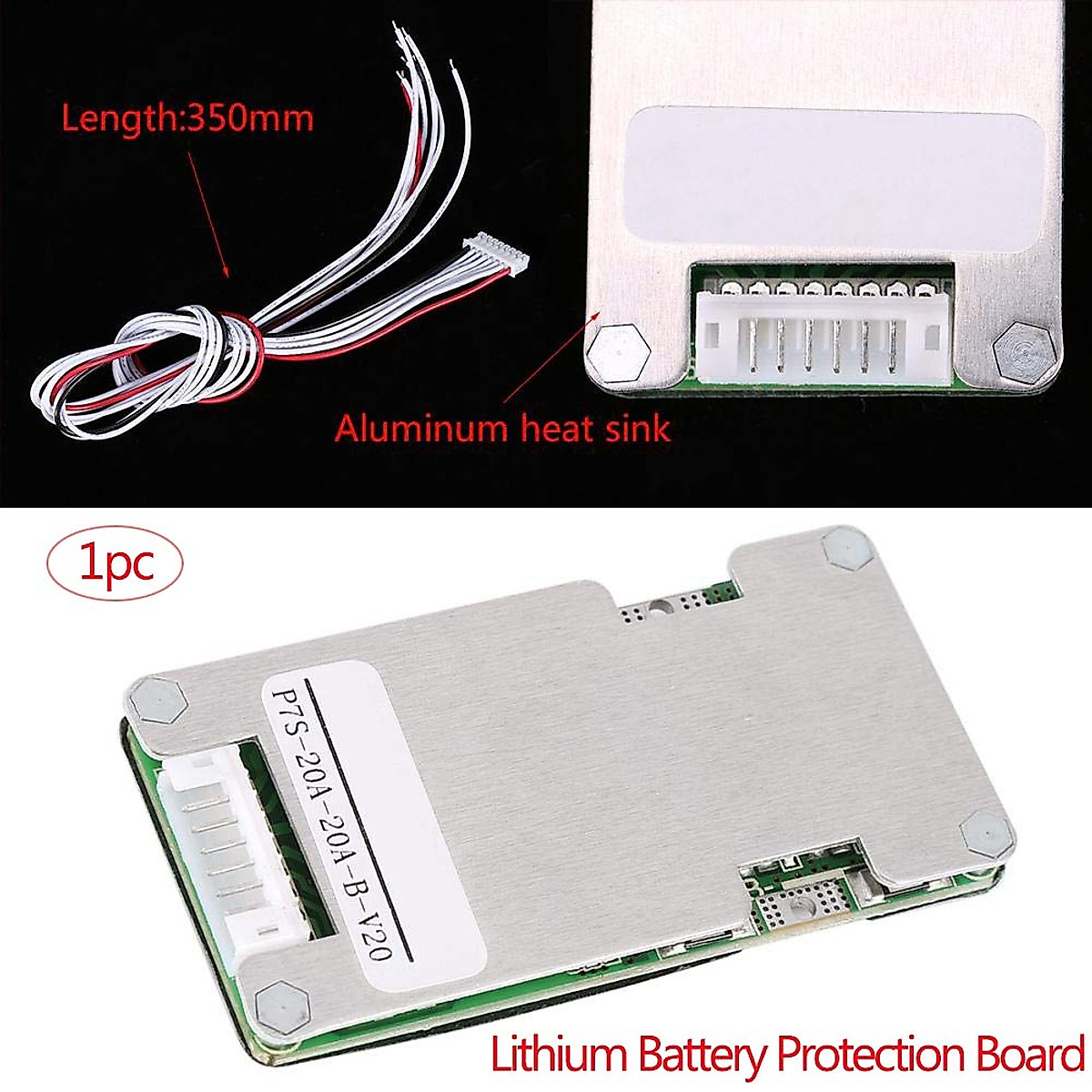 Fafeicy 24V 20A 7S L-ithium Li-ion 18650 Battery BMS Protection Board, with Balancing, Stable Protective Functions for Charging and Discharging