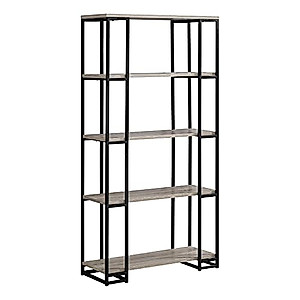 Monarch Specialties I Bookcase-60 H Black Metal, Dark Taupe