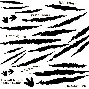 78 Pcs Dinosaur Footprints Floor Decals Black Ripped Scratches Vinyl Sticker Decals Removable Dinosaur Wall Decals Peel and Stick Dinosaur Track Stickers Raptor Scratches Dinosaur Tracks Wall Decals