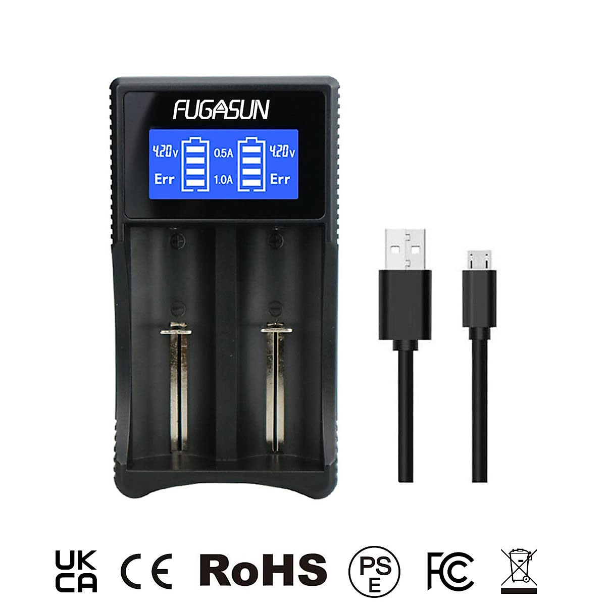 18650 Battery Charger, LCD Universal Intelligent 18650 USB Battery Charger for Li-ion/Ni-MH/Ni-Cd 18650 18490 18350 17670 17500 16340 (RCR123) 14500 A AA AAA AAAA (USB Charger)