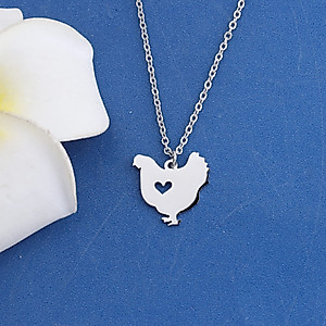 KEYCHIN Funny Chicken Necklace Chicken Lover Gifts Chicken Hen Pendant Jewelry for Chicken Mom Chicken Lady Chicken Owner (Chicken NK-S)