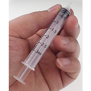 50 Pack 3ML Plastic Syringe Luer Slip with Cap, Great for Measuring, Refilling Watering and Pets Feeding, Not-Sterile (3ML)