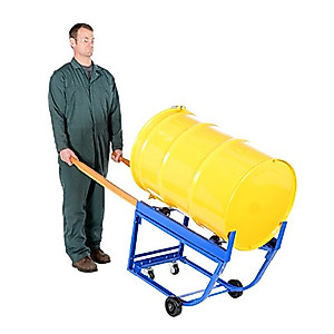Vestil RDC-1000-5PO Deluxe Rotating Drum Cart with Polyolefin Wheel, Steel, 1000 lbs Capacity