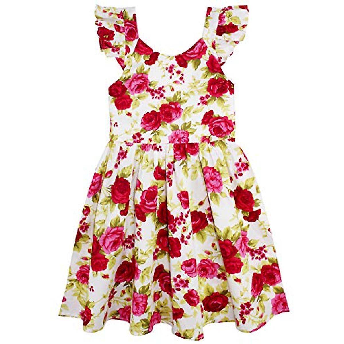 Floral Infant Backless Spring Summer Girls Sundress Clothes,D9#1,5-6 Years(130)
