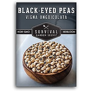 Survival Garden Seeds - Blackeyed Pea Seed for Planting - Packet with Instructions to Plant and Grow Black Eyed Cowpeas in Your Home Vegetable Garden - Non-GMO Heirloom Variety