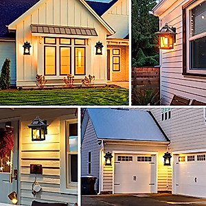 Solar Outdoor Wall Lights 2 Pack, Salangae Motion Sensor Solar Lantern with 3 Modes and IP65 Waterproof, Wireless LED Sconce Lights Dusk to Dawn Exterior Solar Porch Lights, for Outdoor Patio Yard