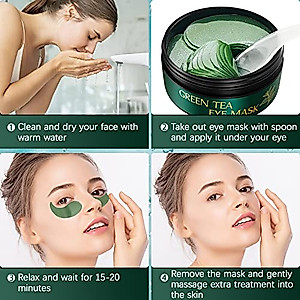 Under Eye Masks, Collagen Green Tea Eye Patches for Puffy Eyes, Dark Circles and Puffiness, Hydrating Mask Skincare, Gel Pads for Eye Bags and Wrinkles Under Eye Treatment,60 pcs (Green Tea)