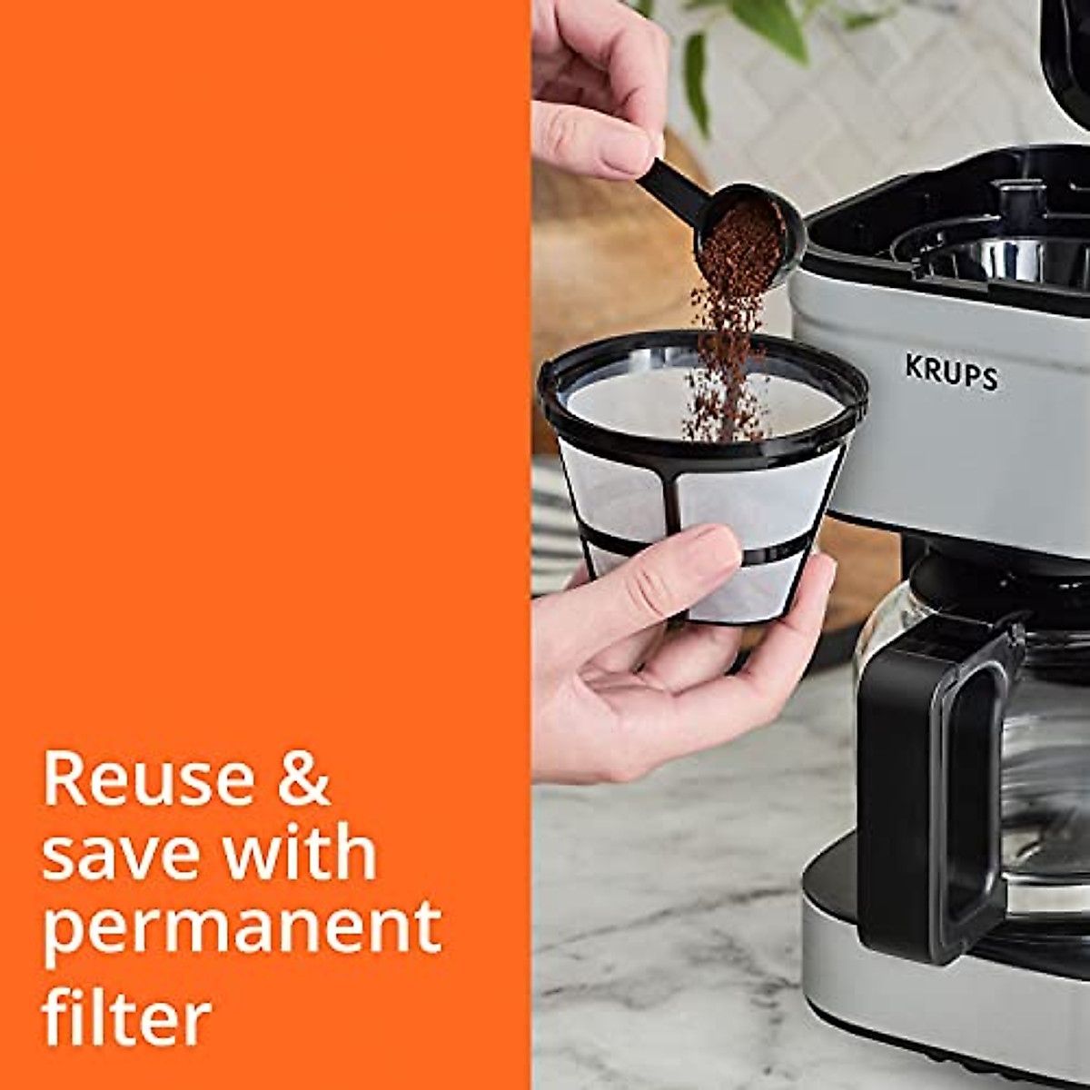 KRUPS Simply Brew Compact Filter Drip Coffee Maker, 5-Cup, Silver