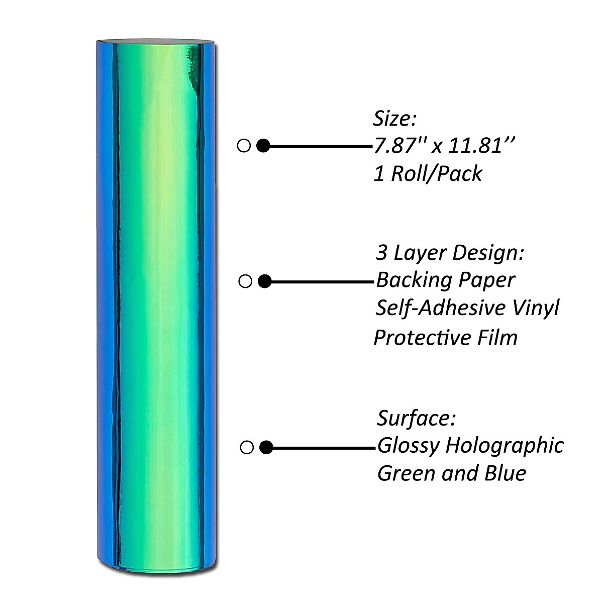 AuMoHall Holographic Laser Green to Blue Chrome Car Vinyl Wrap Glossy Chameleon Vehicle Vinyl Film Car Motorcycle Color Changing Film, 7.87'' x 11.81''