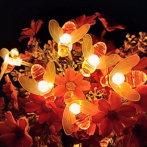 Dreamworth Plug in Bee String Lights, 33Ft 100 Led Bee Shape Fairy String Lights 8 Modes String Lights for Garden, Patio, Lawn Decoration (Warm White)