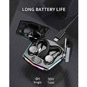 TWS 5.3 Earhook Earbuds Touch Control Waterproof Stereo Sport Gaming Headset with Mic Headphone Wireless Earphone,Black