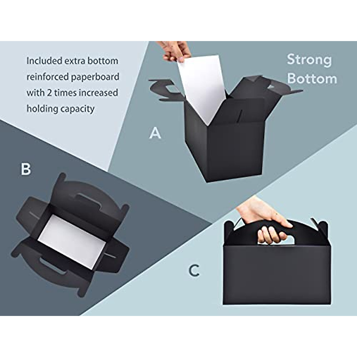 HUAPRINT Black Treat Boxes Large Bulk,Gable Boxes 30 Pack 9.45x5x5Inches,Party Favor Boxes Goodie Boxes for Birthday Party Baby Shower Wedding Christmas