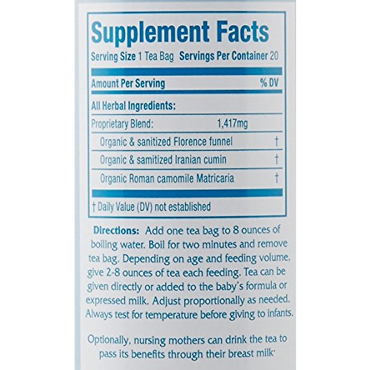 Secrets of Tea Baby Colic Babies' Magic Tea – Organic, Natural, Safe – Calming & Soothing Relief for Baby Acid Reflux, Gas, Colic – Your Baby Will Sleep Thru The Night Guaranteed–100 Count(5 Pack)