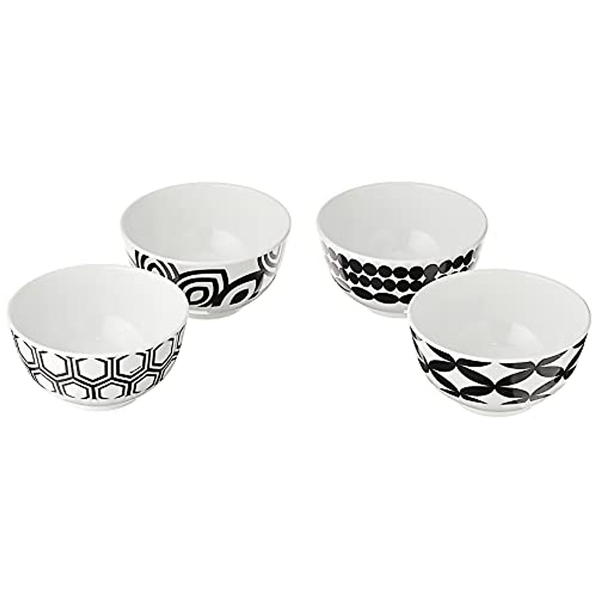 French Bull Melamine Mini Bowls, 4-Piece Set, 10 Fluid Ounces, Small Serving Bowl – Snack Condiment Dipping Sauce Dessert Ice Cream – Shatter Proof, BPA Free, Dishwasher Safe, 4”, Foli