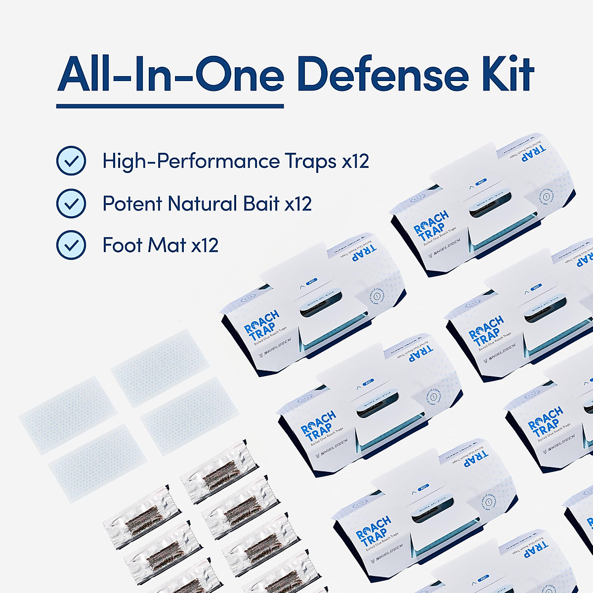 Shieldeck Roach Traps Indoor (12 Pack) - Cockroach Killer Indoor Home, Sticky Glue Cockroach Trap for Roaches, Spider, Cricket, Roach Bait Traps for Car, Inside House, Motels, Glue Traps for Roaches