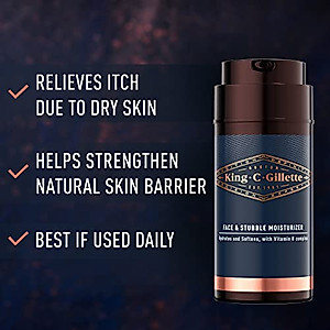 King C. Gillette Moisturizer for Face & Stubble with Vitamin B3 and B5 Complex, Face Moisturizer for Men, 100 mL