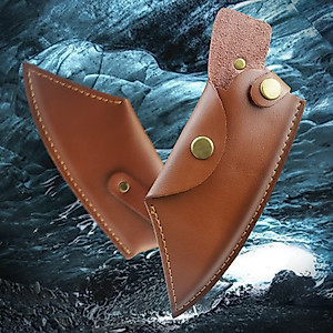 Kitory Leather Knife Sheath 7 inch Meat Cleaver Knife Practical Soft Leather Sheath with Belt Loop Good for Outdoor Protect Fixed Blade & Carry Out, 2023 Gifts For Women and Men