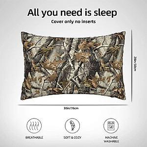 Bed Pillow Protector Zippered Mossy-Tree-Camo-Leaf Soft Pillow Case Cover 20x30 Inches