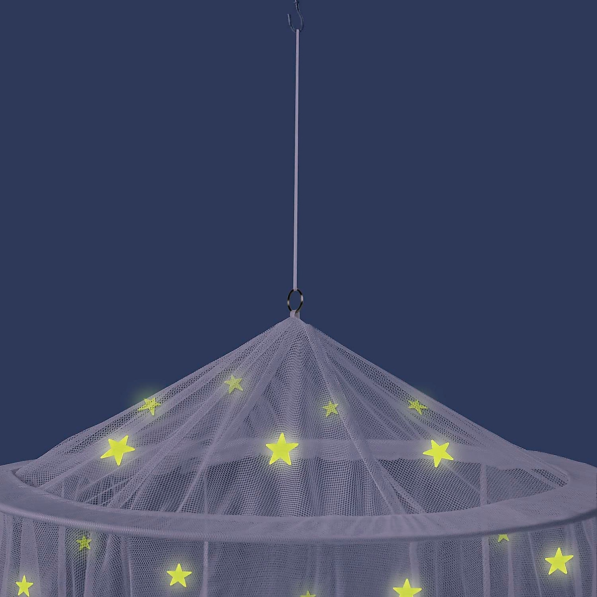 Canopy for Girls Bed with Pre-Glued Glow in The Dark Stars - Princess Mosquito Net Room Decor - Kids & Baby Bedroom Tent with Galaxy Lights - 1 Opening Canopy Bed & Hanging Kit Included