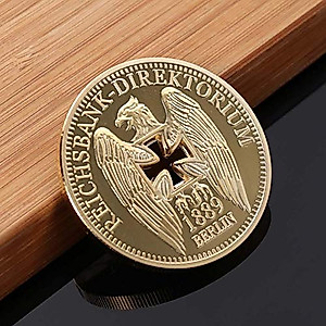 Amosfun German Imperial Bank Gold-Plated Commemorative Coins Germany Cross Eagle Challenges Coin Collectibles
