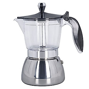 TOTITOM Stovetop Coffee Maker 6 Cup Moka Pot Clear ABS Top Stainless Steel Coffee Making Pot for Home Office Coffee Maker Espresso Maker