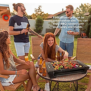 Indoor Electric Grill, FIMEI Electric Smokeless Barbecue Grill With 7 Gear Temperature Adjustment, Non-stick Removable Grill Plates, Easy Clean, for Oil-free Cooking and Home Roast Party