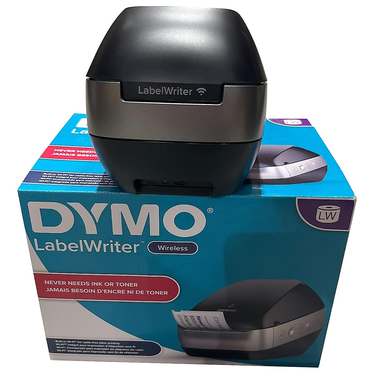 DYMO LabelWriter Wireless Label Printer, USB 2.0, WiFi Connectivity, 600 x 300 dpi, Prints 71 Address Labels Per Minute, Direct Thermal Printing Technology, Black - Includes 1 Rolls of 500 Labels