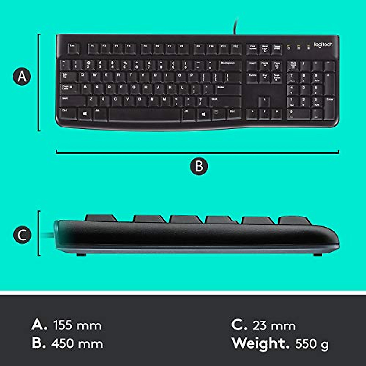 Logitech MK120 Wired USB Keyboard Mouse Desktop Combo