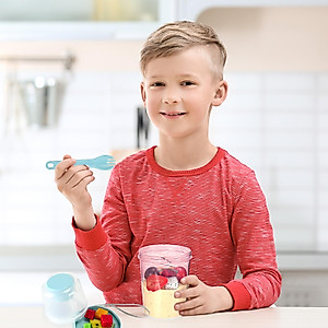 Mifoci 8 Pcs 26 oz Portable Cereal Cup Overnight Oats Container with Lid and Spoon for Yogurt Salad Fruit Oatmeal Cereal Overnight Oats Breakfast Vegetable Snack Cup, Blue