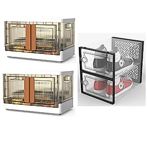 Potahouse Closet Organizer Stackable Storage Bins Box with Doors