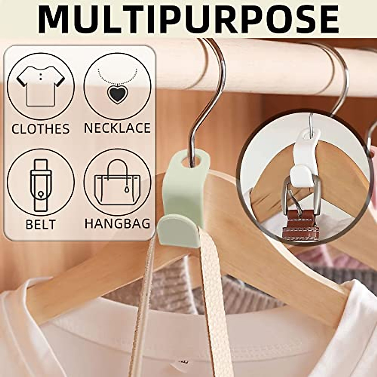 200PCS Clothes Hanger Connector Hooks, 4-Colors Hanger Extender Clips, Plastic Magic Hanger Hooks for Hangers Space Saving and Clothes Closet Organizer