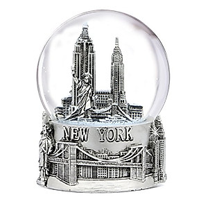 Silver New York City Snow Globe Gift 4.5 Inch (80mm) from NYC Snow Globes Souvenirs (Damaged box)