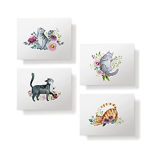 Twigs Paper - Assorted Cat Greeting Cards - Stationery Cards with Envelopes - Thank You Card - Blank Note Cards - Greeting Cards for All Occasions - Made in USA (5.5 x 4.25, Set of 12)