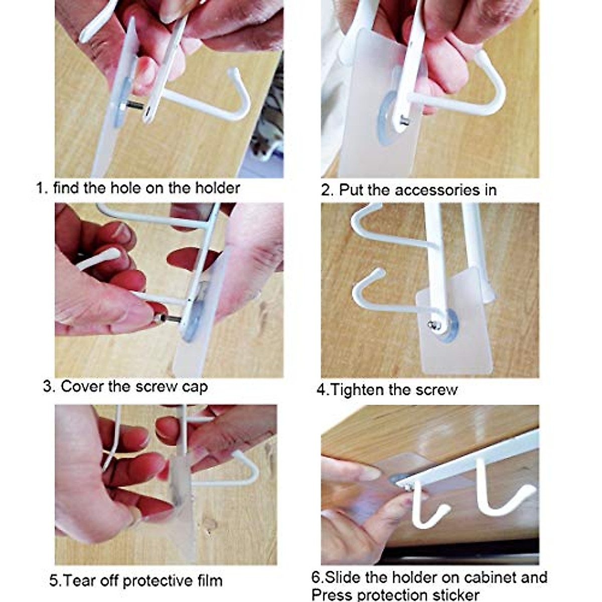 EigPluy 2pcs Mug Hooks Under Cabinet,Nail Free Adhesive Coffee Cups Holder Hanger for Cups/Kitchen Utensils/Ties Belts/Scarf (White)