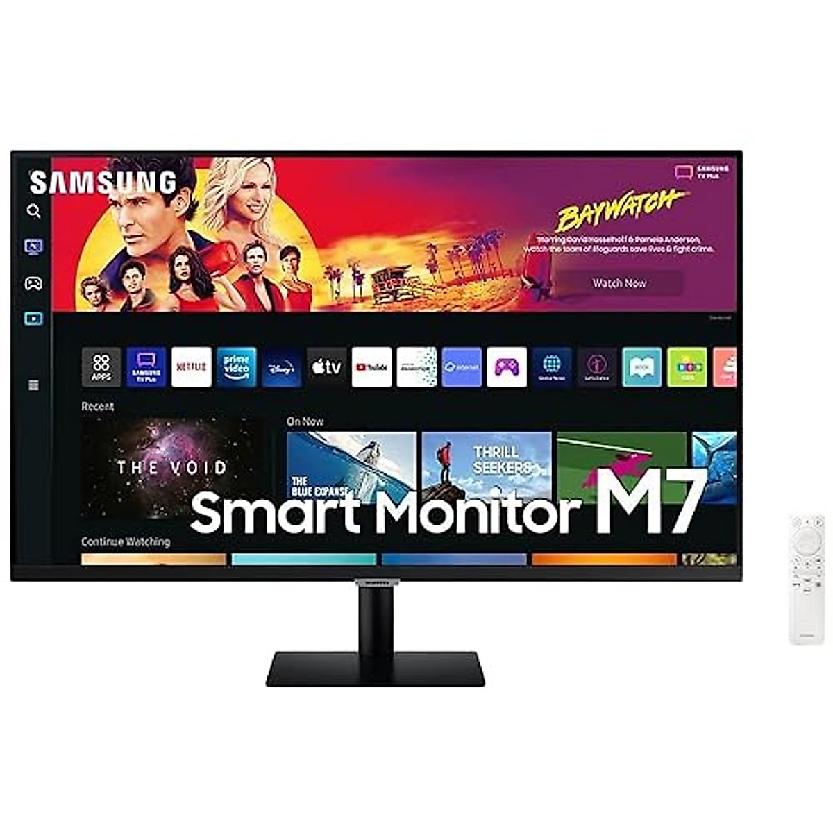 SAMSUNG 32" M70B Series 4K UHD USB-C Smart Monitor & Streaming TV, 4ms, 60Hz, HDR10, Wireless Display, Gaming and IoT Hubs, Alexa Built in, LS32BM702UNXGO, 2022, Black