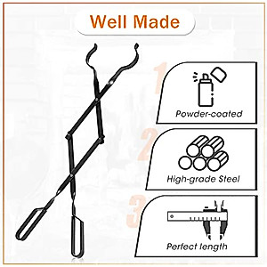 Uten Fire Tongs 26” Long Heavy Duty Fireplace Log Tongs Indoor Fire Tools Log Grabber Cast Iron Fire Pits Accessories for Outdoor Stove Long Logs Tweezers Firewood Tongs Campfire Tongs