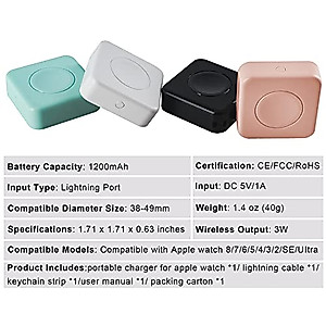 NHCASURUE Portable Charger for Apple Watch 1200mAh Compact Wireless Power Bank Magnetic Battery Pack with Keychain for iWatch Charger Travel for Apple Watch Series 8/7/6/5/4/3/2/SE/Ultra(White)