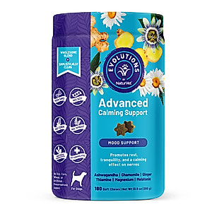 Evolutions by NaturVet Advanced Calming Support 180ct Soft Chews for Dogs - Ashwagandha, Chamomile, Ginger, Thiamine, Magnesium, Melatonin - Helps Promote Rest, Tranquility, Calming Effect on Nerves