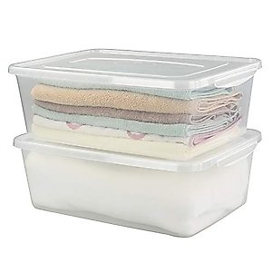 Anbers 16 Quart Clear Latching Storage Containers with Lid, Plastic Storage Box, 2 Packs