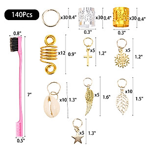 140 PCS Loc Hair Jewelry for Women Braids, Dreadlock Accessories Metal Sliver Gold Hair Cuffs Decorations