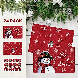 Artoid Mode 24 Pack Merry Christmas Thank You Cards Snowflake Snowman Xmas Tree Greeting Cards Gift With Envelope Sticker Blank Note Cards for Birthday Wedding Baby Shower Bridal Shower, 4 x 6 Inch