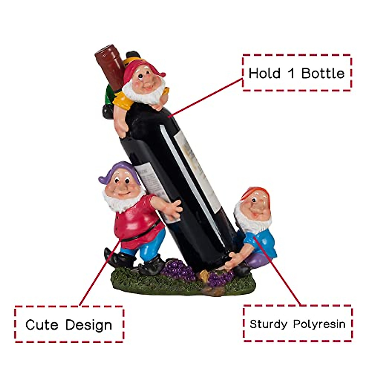 Starsoul Gnome Wine Bottle Holder Funny Single Wine Rack Resin Wine Holder Holiday Party Decor for Home Kitchen Bar Countertop Tabletop
