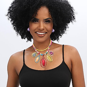 Barode African Statement Choker Necklaces Colorful Chunky Bib Collar Necklace Ethnic Indian Tribal Jewelry Set for Women (A)