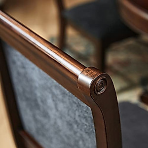 FurnitureR Set of 4 Solid Wood Legs Traditional Style Seat Cushion and Backrest Kitchen Living Room Dining Chair, Grey