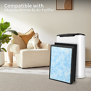 FCFMY 2 Packs 3-in-1 Blue Ultra-Filter Air Filter for Okaysou Airmax 8L Purifier with H13 Grade True HEPA Replacment Filter