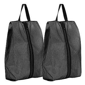 Fixwal Shoe Bags for Travel, 2 Pack, Translucent, Medium, Black, Waterproof Travel Shoe Bags for Packing
