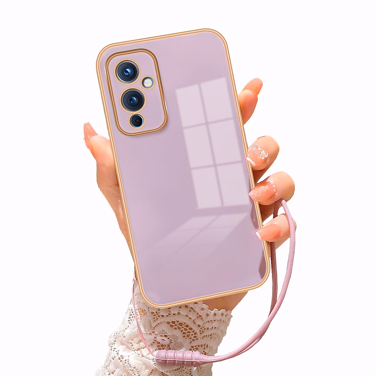 KuDiNi for Oneplus 9 Case, Oneplus 9 Phone Case for Women Girls Electroplating Cute Luxury Bling Aesthetic Trendy Pretty, Full Camera Soft TPU Protection Shockproof Cover for Oneplus 9 (Violet)