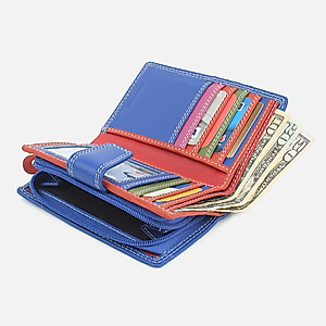 ALPHAHIDE Genuine Leather Wallet for Women - RFID Blocking Ladies Wallet - Multi Coloured Purse - Credit Card holder with Zip Coin Pocket - Gift Boxed